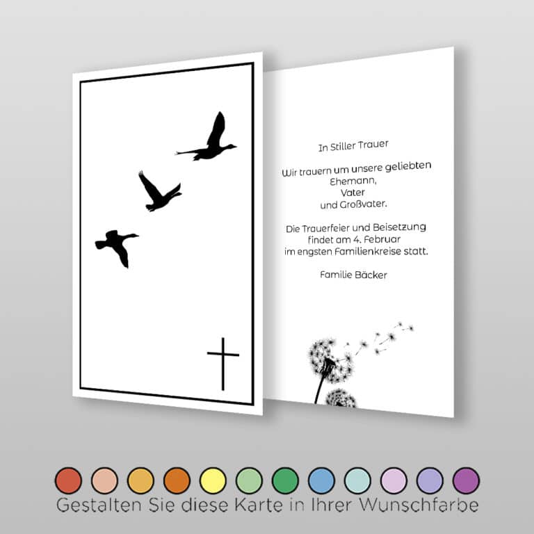 Trauerkarte Angel: Trauerrahmen mit Vogel Motiv